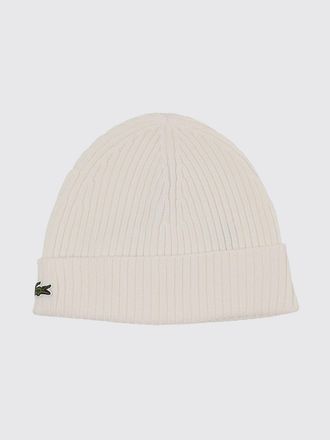 Lacoste Beanie aus reiner Wolle mit Umschlag und gesticktem Krokodil-Logo von