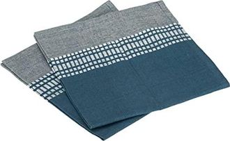 Atmosphera Lot de 2 Serviettes de Table Dolly - Coton - Bleu Canard - 40x40 cm - Atmosphera créateur dintérieur