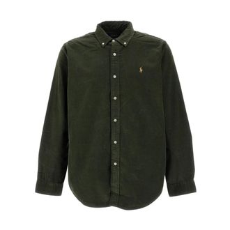 Polo Ralph Lauren Chemise en velours c&ocirc;tel&eacute; coupe personnalis&eacute;e - Homme - Chemises - Vert - Taille: L