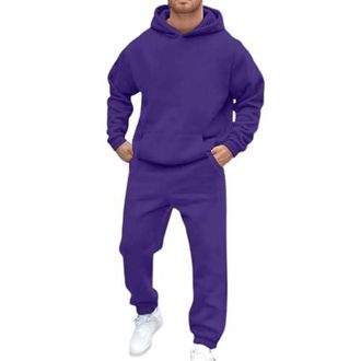 Generic Surv&ecirc;tement 2 pi&egrave;ces pour homme avec sweat &agrave; capuche et pantalon de surv&ecirc;tement &agrave; manches longues - Ensemble de sport d&eacute;contract&eacute; pour entra&icirc;nement de