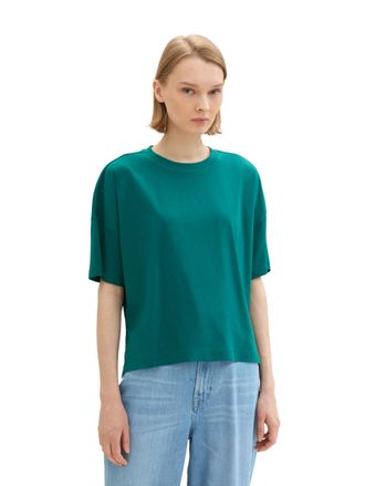 Tom Tailor Damen Basic Oversized T-Shirt, rough green, M