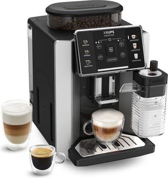 Krups Krups Sensation Lait, Machine à café grains, Expresso automatique, 6 boissons, Carafe à lait Cappuccino, Interface tactile, Nettoyage automatique, Sil