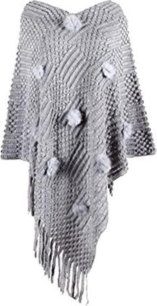 ORANDESIGNE Ponchos Capes Femme &Eacute;l&eacute;gant Poncho avec Franges Cape Tricot&eacute; au Crochet Poncho Ch&acirc;le &Eacute;charpe Cape &Eacute;paissie Chaud Hiver Foulard Cachemire Douce Ch&acirc;le T