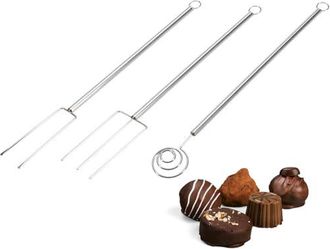 Westmark Schokoladentauchgabel-Set, 3-tlg. - Pralinenbesteck für DIY Schokoladen-Pralinen, Spiralgabel und 2 Gabeln zum Aufnehmen, Festhalten und Ablegen - Ede