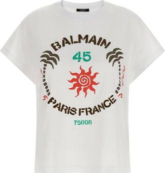 Balmain Femme, Tops, Blanc, Taille: 42 FR T-shirt avec imprim&eacute; Club
