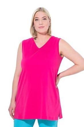 Ulla Popken Femme Grandes Tailles Haut, Top Basic, d&eacute;bardeur, col V, Coupe d&eacute;contract&eacute;e Rose Vif Magenta 42+ 531122528-42+