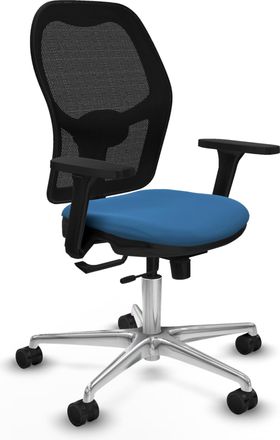 Piqueras y Crespo B&uuml;rostuhl mit 3D-Armen, h&ouml;henverstellbare Lendenwirbelst&uuml;tze, ausgestattet mit Syncro/Traslack und Schaumstoff, Schwarz/Hellblau