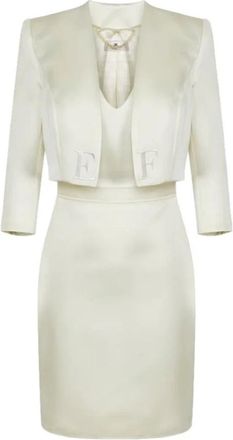 Elisabetta Franchi Femme, Robes, Blanc, Taille: 40 FR Robe en satin Duchesse avec veste