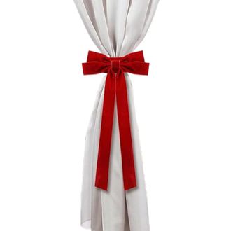 Generic Velvet Drapes Tiebacks - Bowknot Ribbon Decor, Velvet Red Curtain Holdbacks for Christmas And Valentines Day | Decorative Bowknot Tiebacks for Home Wi