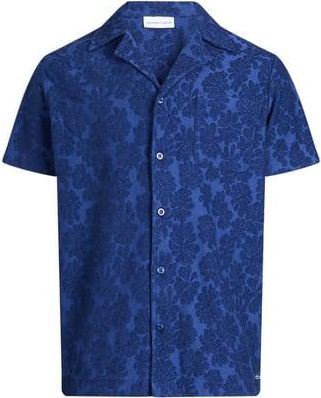Maison Labiche Chemise droite col cubain en jacquard bouclette