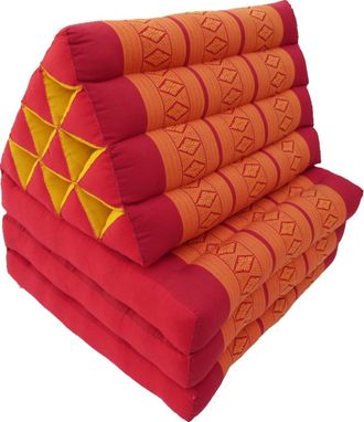 Guru Shop Thaikissen, Dreieckskissen, Kapok, Tagesbett mit 3 Auflagen - Rot/orange, 30x50x160 cm