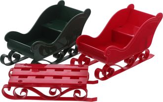 Angoily 3 Stück Teiliges Miniatur Weihnachts-Schlitten Detailreiche Kunststoff Santa Schlitten Figuren Einfache Montage Bunte Tischdekoration für Weihnachtsfe