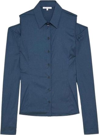 Patrizia Pepe Femme, Blouses et Chemises, Bleu, Taille: 38 FR Blouse en coton avec un design &eacute;l&eacute;gant
