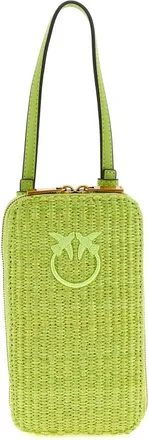 Pinko Pinko, Femme, Sacs, Vert, Taille: ONE Size Porte-smartphone en raphia tress&eacute;