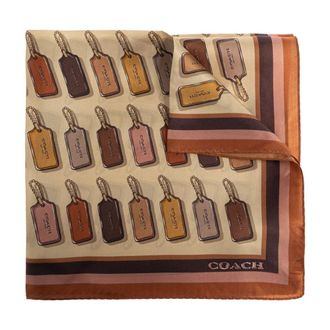 Coach Femme, Accessoires, Brun, Taille: ONE Size Bandana en Soie Imprim&eacute; Hangtag