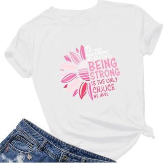 Generic Octobre Rose Tee Shirt Femme Tee Shirt Octobre Rose Cancer du Sein T-Shirts à Manches Courtes Noeud Femme Mode Décontracté Col Rond Tops