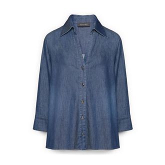 Elena Miro Gewaschenes Chambray-Hemd - - Blouses & Shirts - Damen - Blau - 5XL