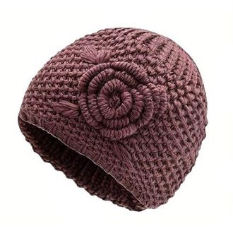 Generic CQ1234106 Bonnets en tricot vintage &agrave; fleurs classiques de couleur unie &eacute;lastique Chapeaux en tricot respirant Bonnet chaud pour femme, Taille unique,