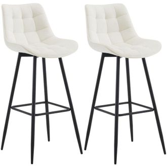 Clp Lot de 2 tabourets de bar Dartford Cr&egrave;me Velours