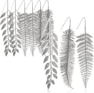 Com-Four 9X Glitzerzweig - Glitzergesteck für die Weihnachtsdekoration - Deko für den Adventskranz, Christbaum UVM. (09-teilig - Zweige - 32cm)