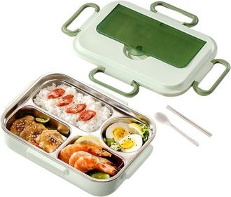 Generico Boîte à repas isotherme - Récipient pour le camping, boîte de rangement alimentaire de grande capacité, boîte en acier inoxydable, 2 couches anti-fuit