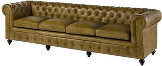 Massivmoebel24 Sofa 4-Sitzer Echtleder 274x82x75 gr&uuml;n chesterfield 304