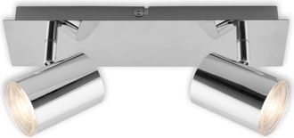Briloner Leuchten - Deckenspot, Badleuchte, Badlampe, Deckenleuchte, Strahler dreh- und schwenkbar, 2x LED/GU10, IP44, Chrom, 290x99x112mm (LxBxH), 2731-028, S