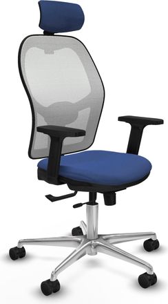 Piqueras y Crespo Ergonomischer B&uuml;rostuhl, Lendenwirbelst&uuml;tze mit 2D-Armen und Kopfteil, h&ouml;henverstellbar und neigbar, ausgestattet mit Syncro/Traslack. Wei&szlig;/Marineblau