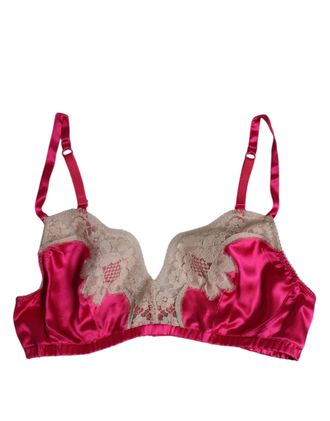 Dolce & Gabbana Womens Magenta Floral Lace Silk Non Wire Bra Underwear Fuchsia Elastane Clothing
