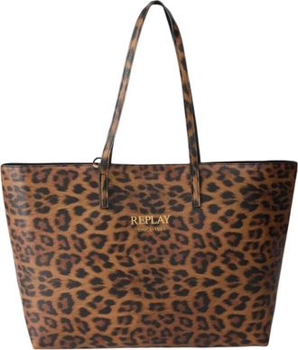 Replay Femme, Sacs, Brun, Taille: ONE Size Sac r&eacute;versible &agrave; imprim&eacute; animal avec pochette