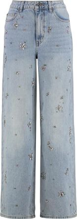 Self Portrait Femme, Jeans, Bleu, Taille: W26 Jean Évasé Orné de Cristaux