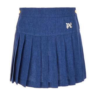 Palm Angels Faltenrock mit Logo-Stickerei - - Skirts - Damen - Blau - M