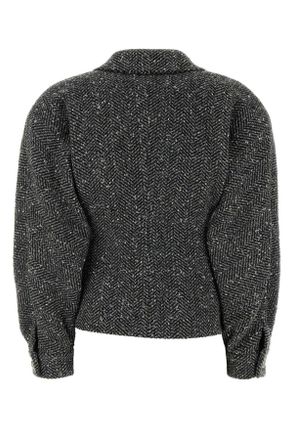 Alessandra Rich Womens Multicolor Tweed Blazer Greymelange Giacche E Gilet