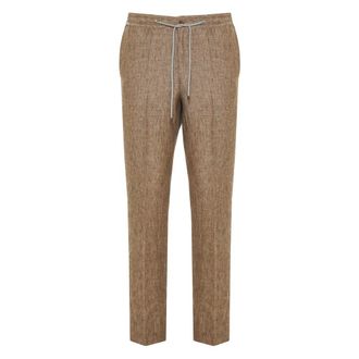 Corneliani Homme, Pantalons, Brun, Taille: 3XL Pantalon en lin avec cordon de serrage et poches