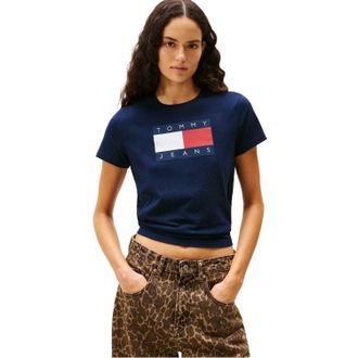 Tommy Jeans T-Shirt f&uuml;r Damen, gerippt, Regul&auml;r (Nachtmarine)