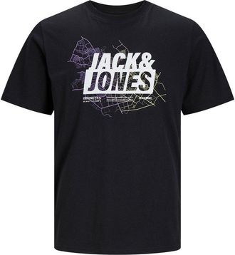 Jack & Jones Rundhalsshirt Jack&Jones XXL T-Shirt schwarz Logoprint JCOMAP