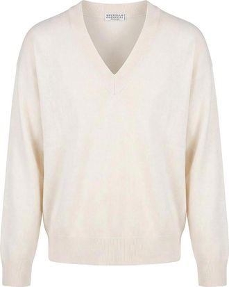 Brunello Cucinelli Pull &Agrave; Col V - Blanc
