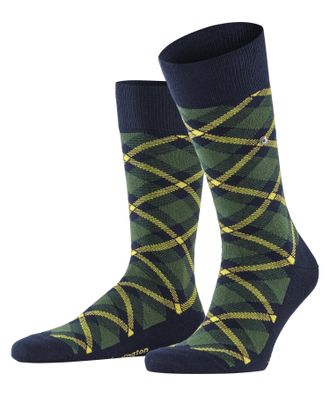 Burlington Herren Socken Tartan M So Baumwolle gemustert 1 Paar, Blau Marine 6120, 40-46