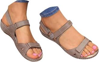 Generic Sandales orthop&eacute;diques compens&eacute;es pour femme - Bout ouvert - Confortables - Style boh&egrave;me d&eacute;contract&eacute; - Chaussures de marche &agrave; talons hauts avec soutie