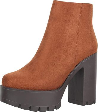 Elara Damen Stiefeletten Chelsea Boots Chunkyrayan HQ115 CamelNeu-41