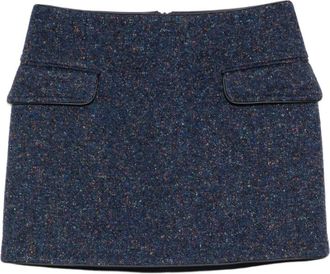 Iceberg Femme, Jupes, Bleu, Taille: 36 FR Minijupe Bouclé avec Garniture en Similicuir