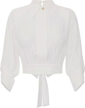 Elisabetta Franchi Femme, Blouses et Chemises, Blanc, Taille: 38 FR Camicia in georgette fusciacca