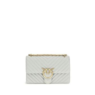 Pinko Love One Classic Leder Schultertasche - - Bags - Damen - Grau - ONE SIZE