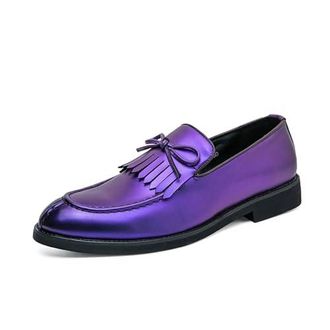 Generic Mocassins à enfiler pour homme avec finition mate, confortable, mocassins de conduite, chaussures bateau décontractées, violet, 39 2/3 EU