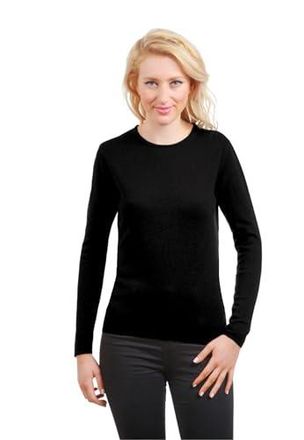 JL De La Tour Pull Femme col Rond 100% Cachemire (as4, Alpha, s, Regular, Regular, Noir)