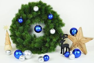 JACK by Inge 50x Kunststoff Kugeln Eislack Christbaumkugeln Ø 4+6cm inkl. Haken Blau Silber