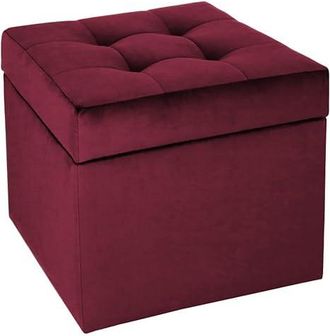 MG Design Pouf Coffre 45 &times; 45 cm Rouge - Rangement 50 L, Charge 300 kg, Surface Durable et Form-Stable, Entretien Facile - pour Salon, Chambre, entr&eacute;e
