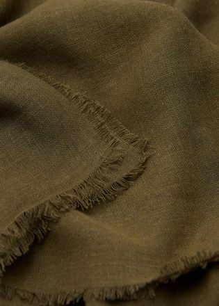 Mango Foulard lin bords effiloch&eacute;s kaki - Femme - Taille unique - MANGO