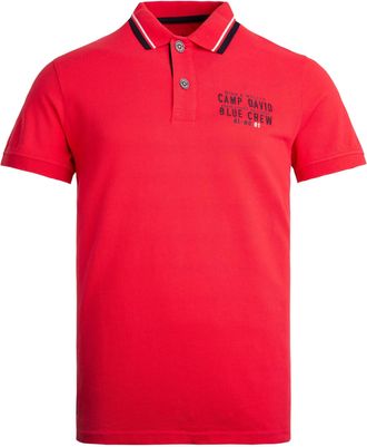 Camp David Herren Pikee-Polo mit Logo-Stickerei Summer Red, XXXL