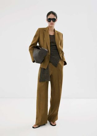 Mango Blazer costume lin olive - Femme - XXS - MANGO
